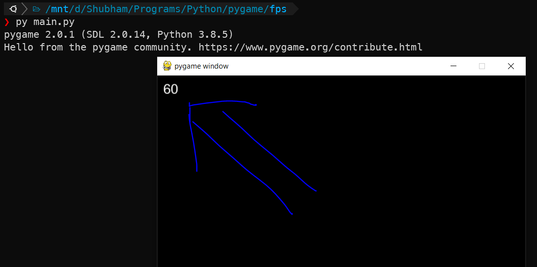 Display and change frame rate in pygame | Joey00072